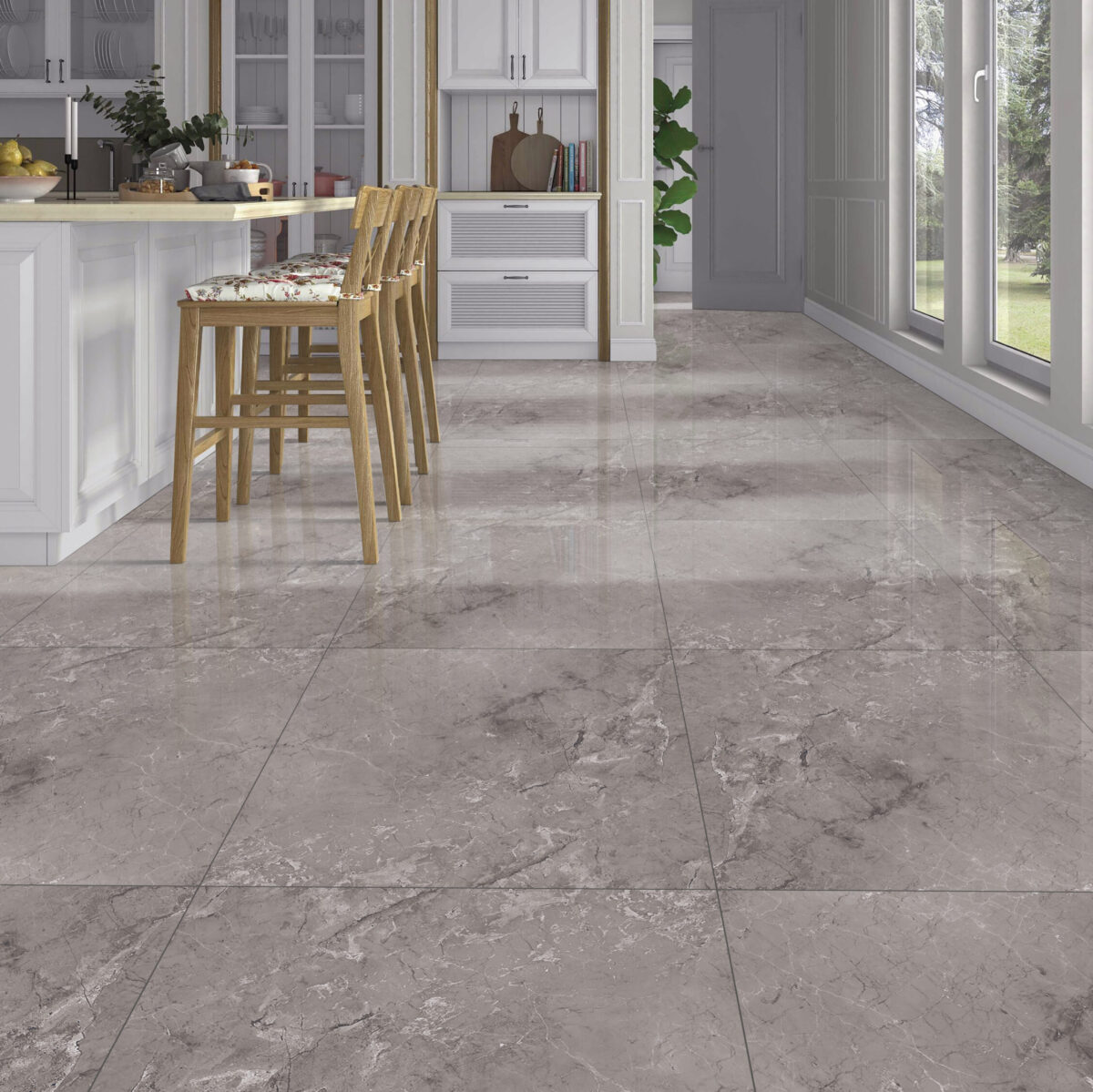 Castana™ | Grey Polished Porcelain Tile – Luxura Stone