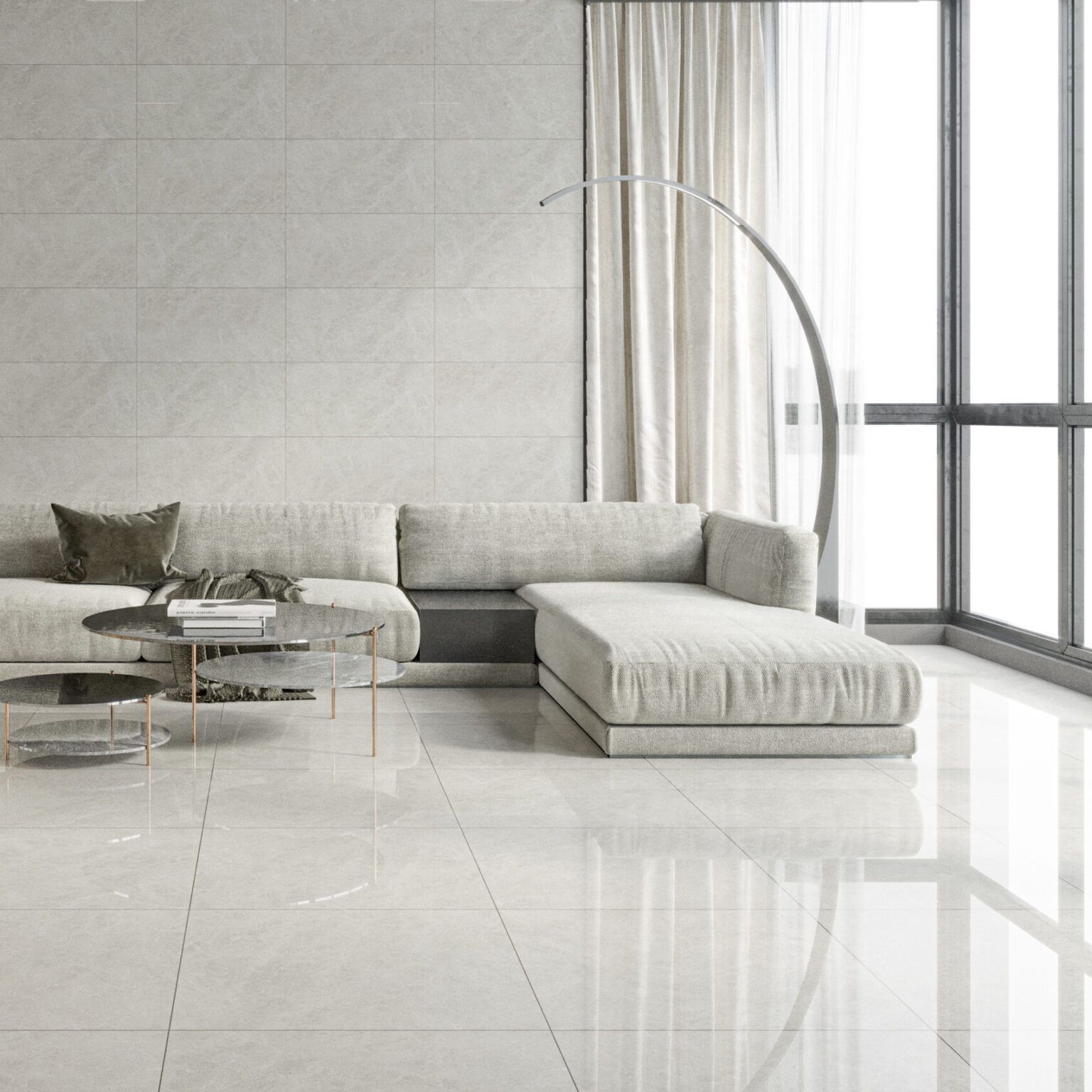 Fossano Grey Polished Porcelain Tile - Luxura Stone