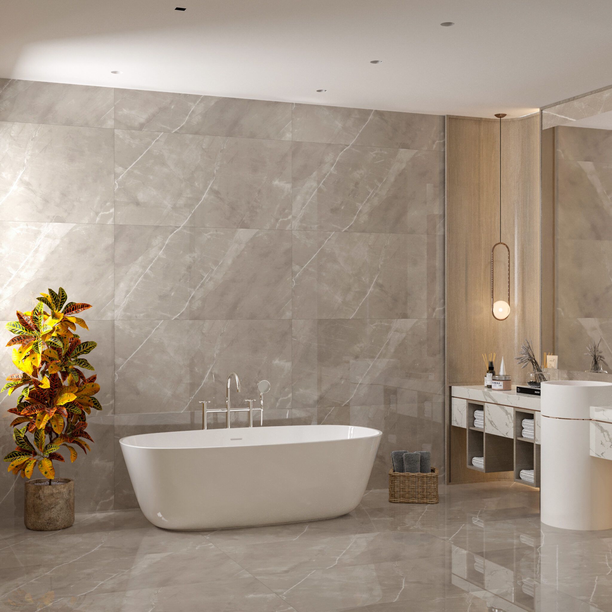 Augusta Brown Polished Porcelain Tile - Luxura Stone