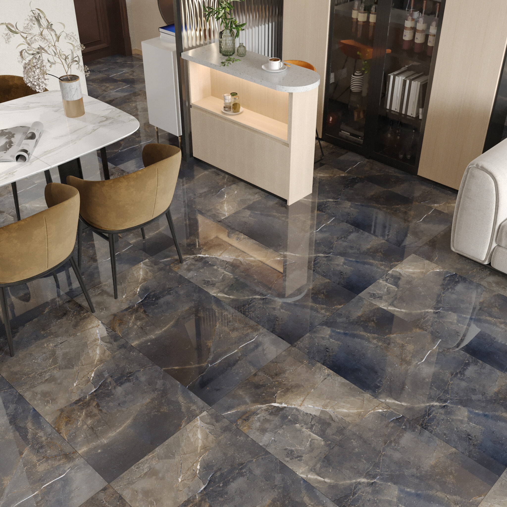 Besate Black Gloss Porcelain Tile - Luxura Stone