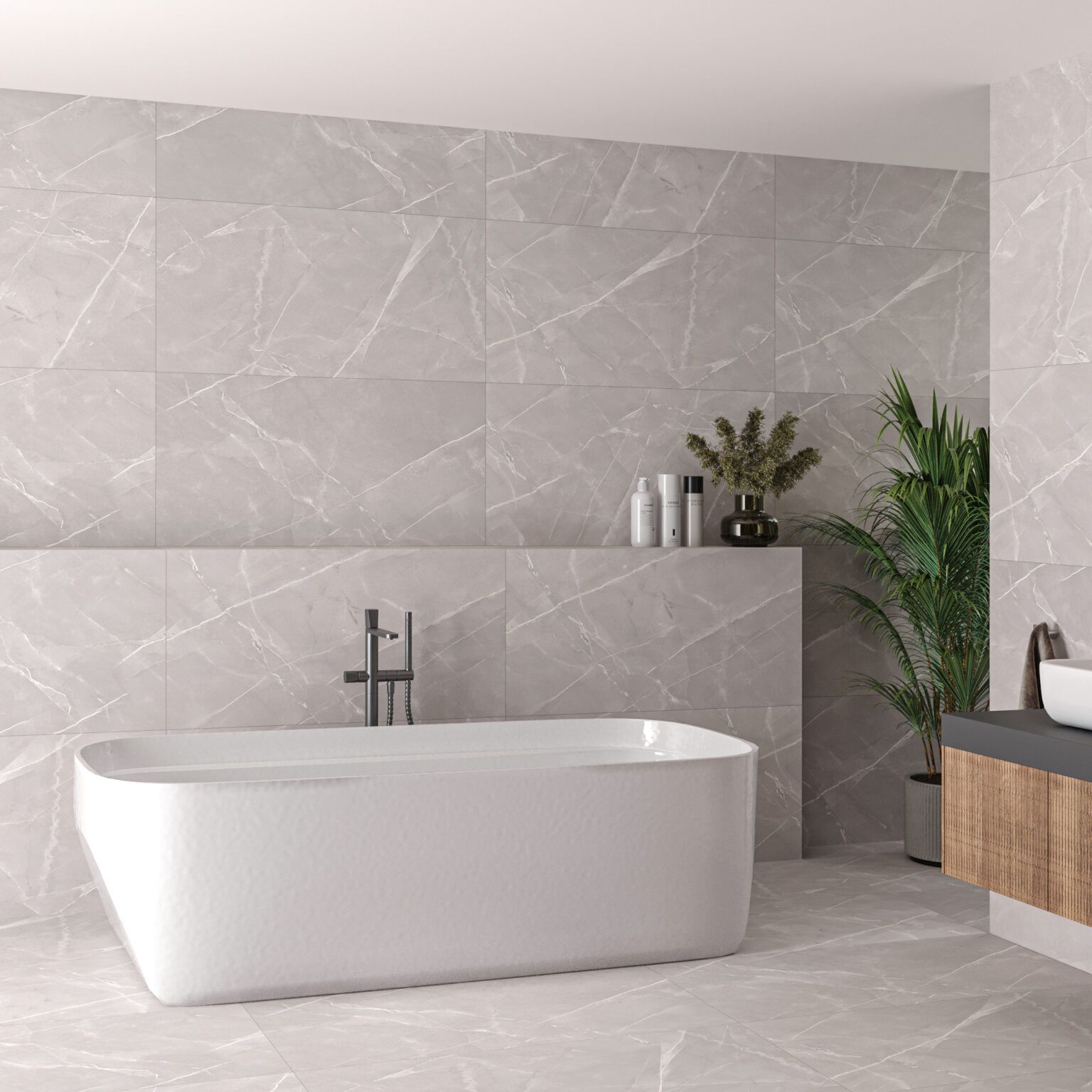 Valentia Carving Grey Matt Porcelain Tile - Luxura Stone