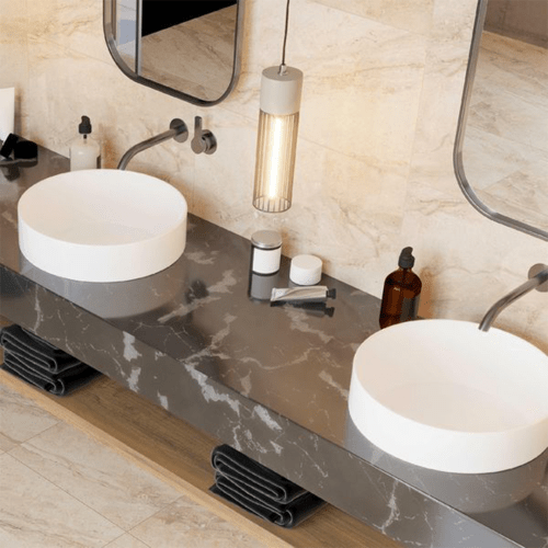 Lucia Beige Marble Effect Tile - Luxura Stone