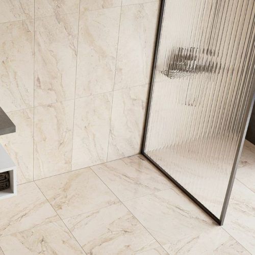 Lucia Cream Marble Effect Tile 450x450 - Luxura Stone