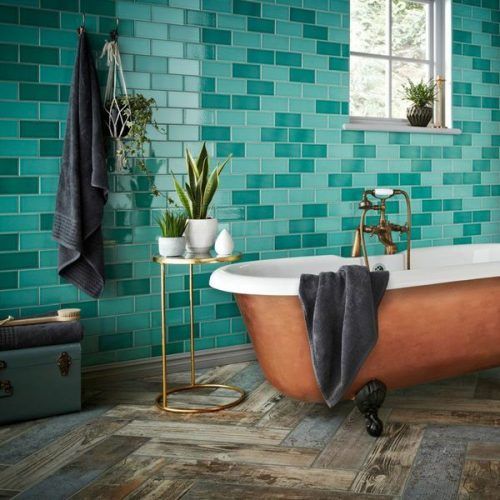 Velato Crackle Verde Mar Green Metro Tiles - Luxura Stone